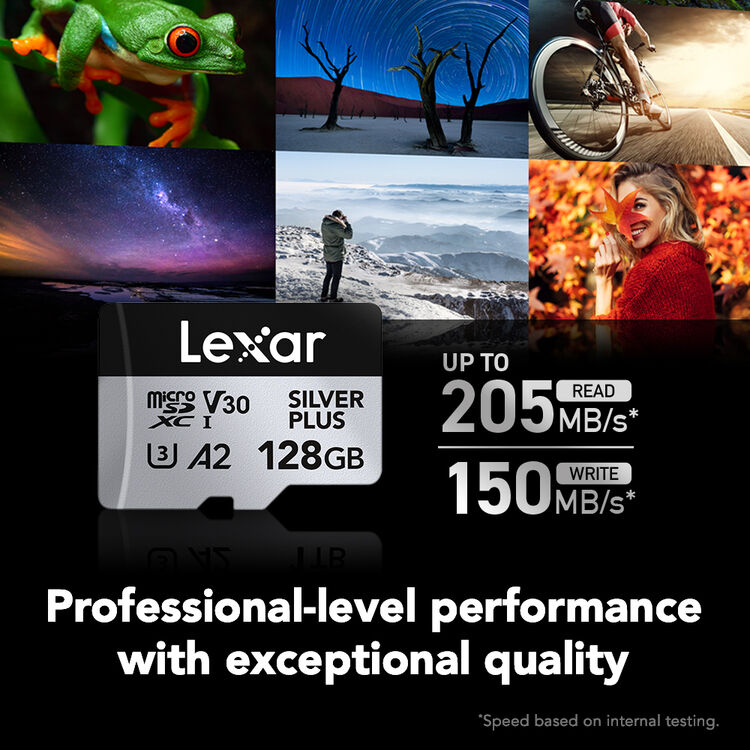 Lexar microSDXC Silver Plus 1066x UHS-I/U3/A2/4K R205/W150 (V30) 128GB ...